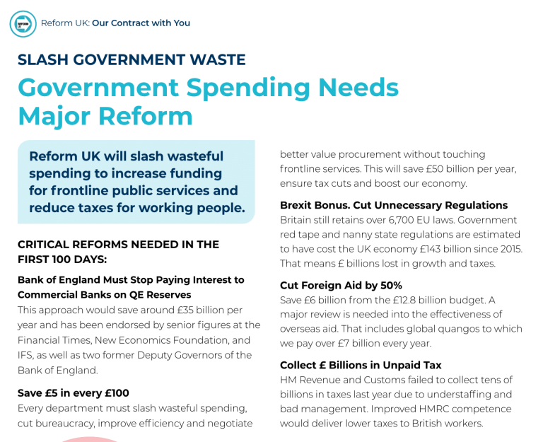 Our take on the Reform UK manifesto - Tax Policy Associates