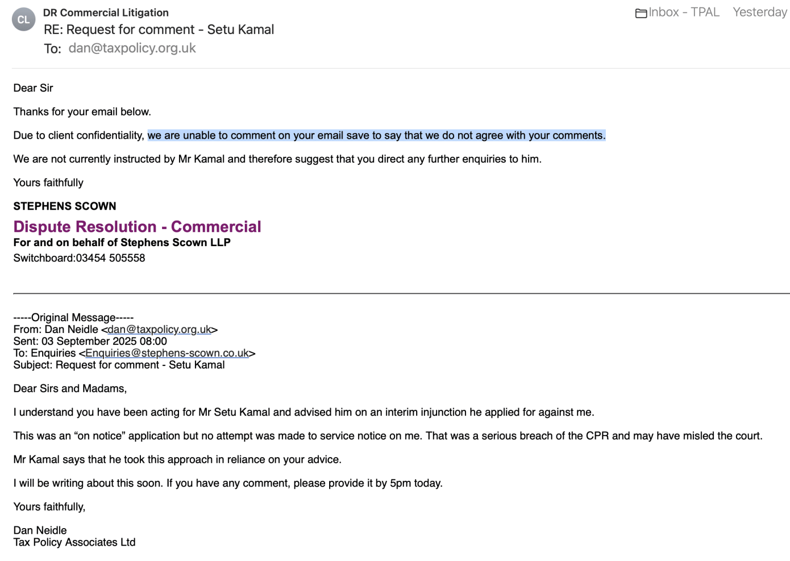 Incompetent injunction attempt by barrister Setu Kamal